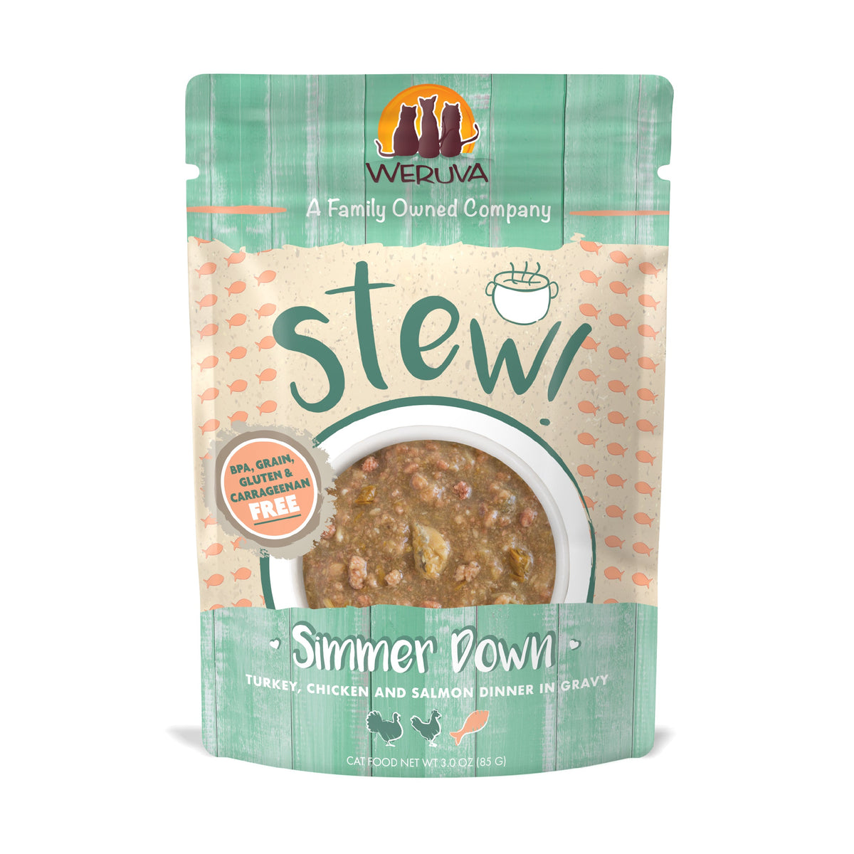 Weruva Cat Stew Simmer Down Turkey, Chicken & Salmon in Gravy Wet Food